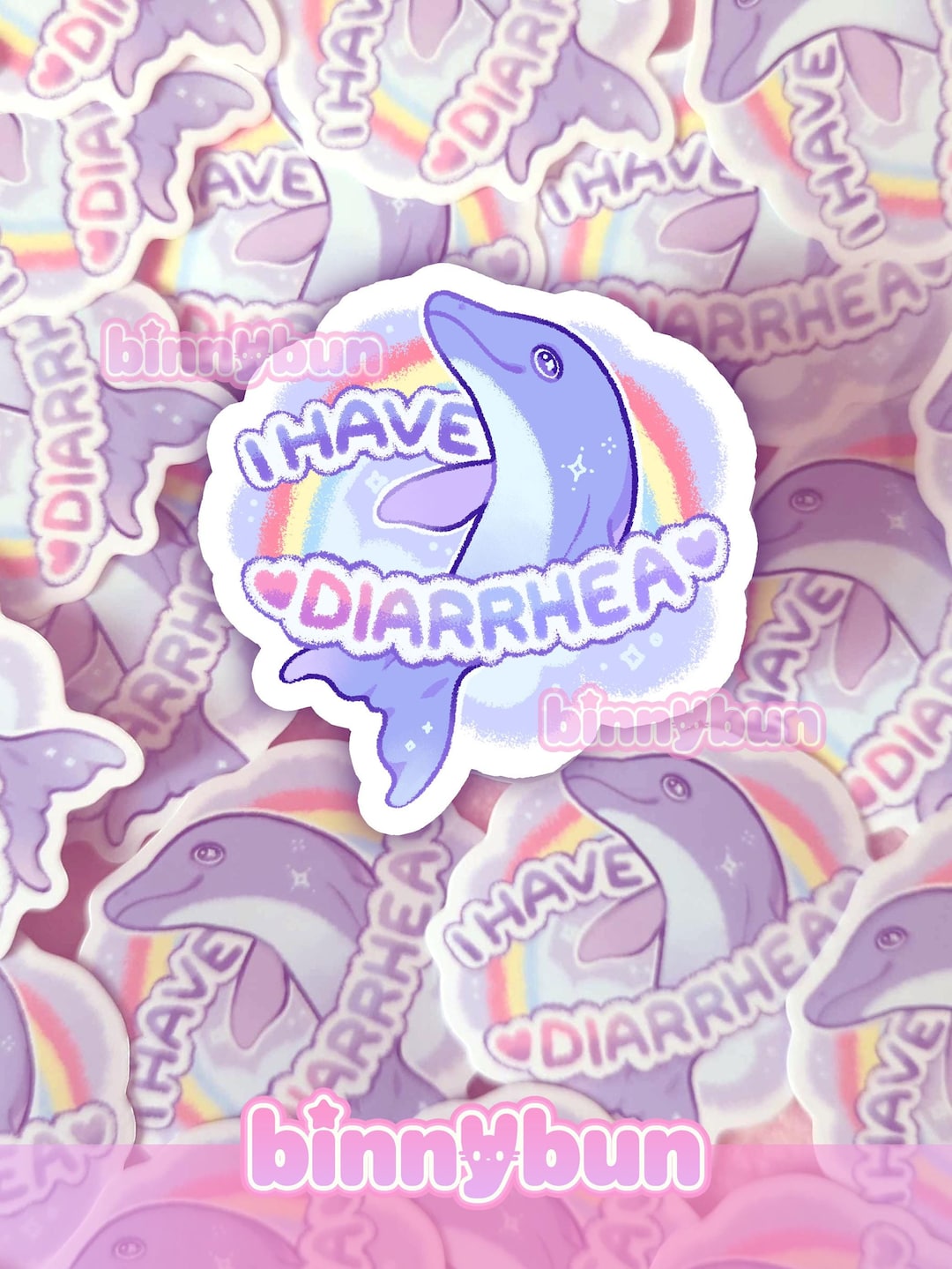 Cutesy Dolphin Sticker Silly Stationary Waterproof Vinyl Tummy Hurty ...