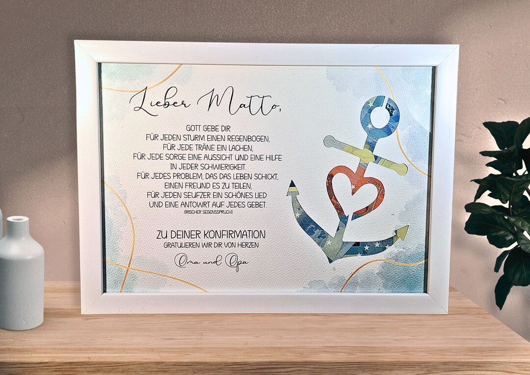 Personalized Confirmation Money Gift Boys Confirmation Gift for Girls Anchor Picture Frame ...