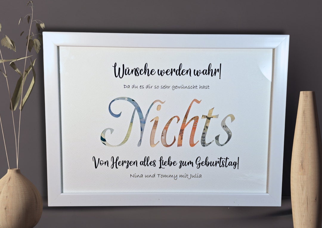 Nichts Geburtstagsgeschenk personalisiert Geldgeschenk für Nichts ...
