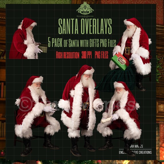 Santa Overlays 5 PACK PNG Santa Giving Gifts Magic Gifts | Etsy