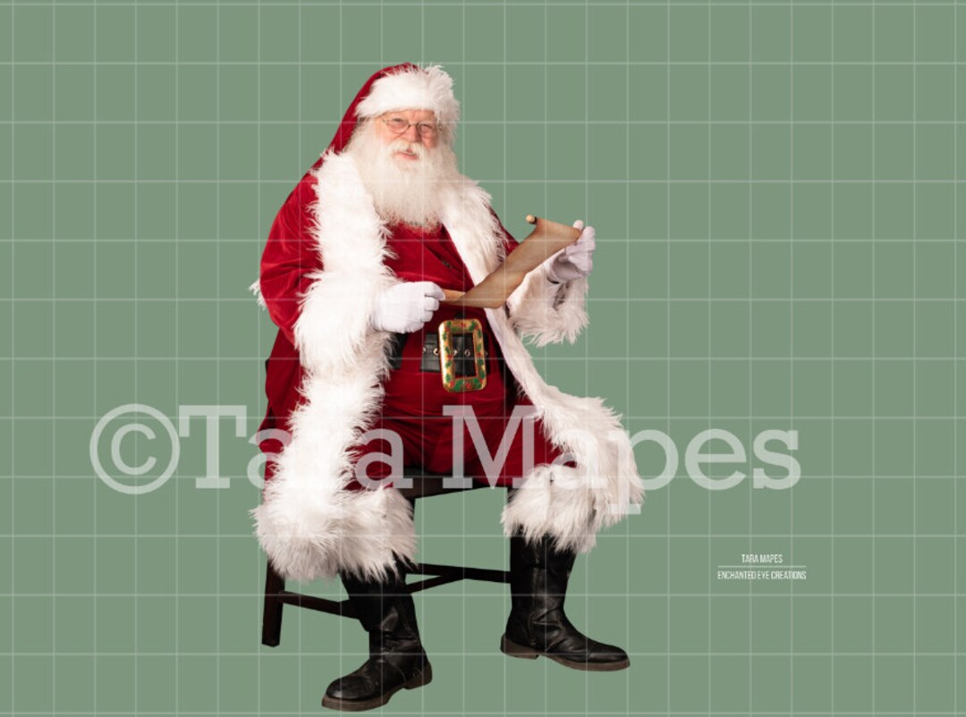 Santa Overlay PNG Santa With Scroll List Santa Cut Out - Etsy