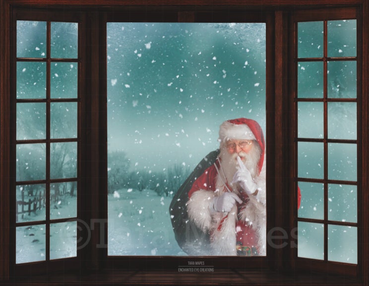 Blow Up Santa Looking In Window