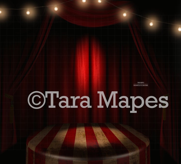 Circus Digital Backdrop Circus Stage With Lights and Red - Etsy