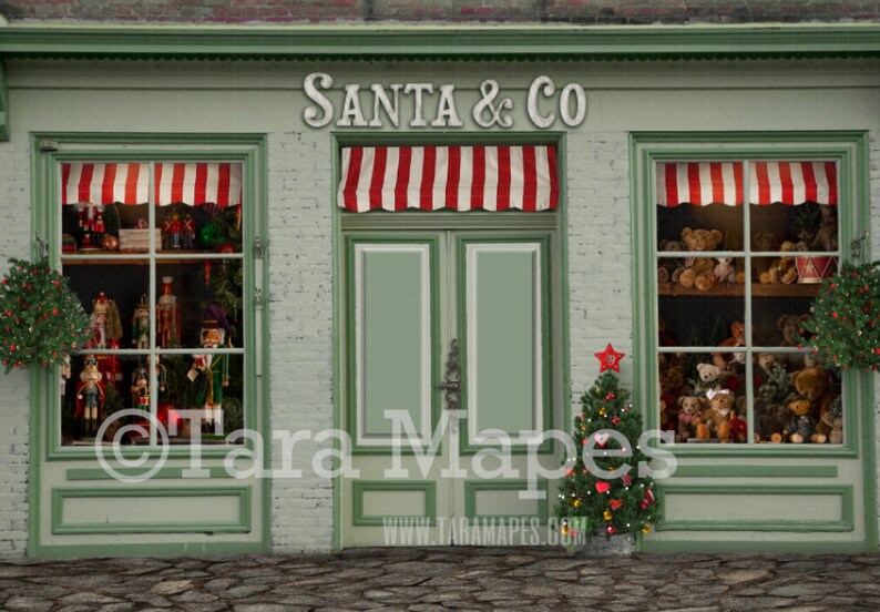 Christmas Store Digital Backdrop Christmas Toy Shop Santa - Etsy