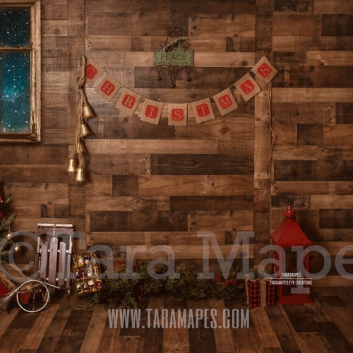 Digital Backdrop Christmas Cottage Holiday Rustic Background | Etsy