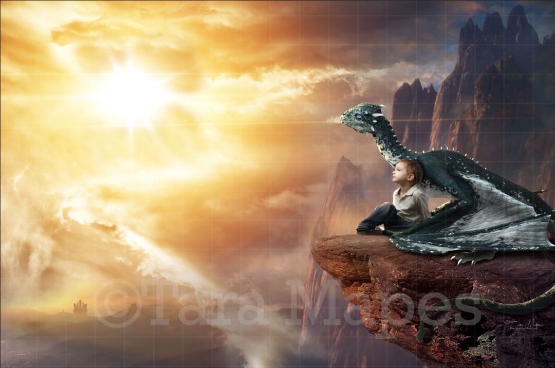 Dragon Digital Backdrop Dragon on a Cliff Dragon Digital - Etsy