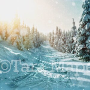 Digital Backdrop Winter Path in Snow With Sun Digital - Etsy