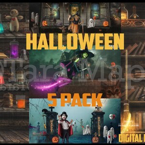 Halloween Digital Backdrop Bundle 5 PACK Halloween Digital - Etsy