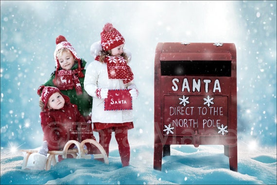 Christmas Digital Backdrop North Pole Mailbox Letters to | Etsy