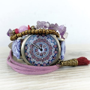 Mandala Watch Bohemian Watch Kaleidoscope Boho Watch Hippie Wrist Watch ...