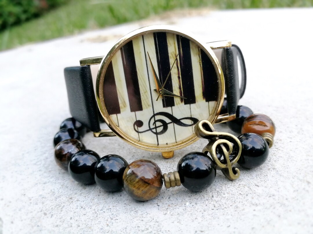 Music Watch Bracelet Boho Wristwatch Black Musician Watch Music Jewelry ...