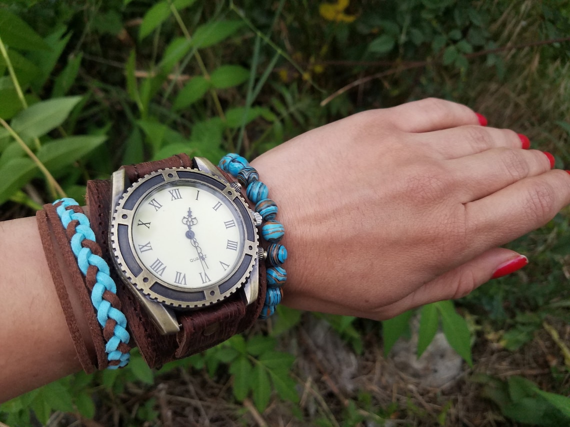 Brown Boho Cuff Watch Unisex Womens Watches for Her Hipster Men's Watch ...