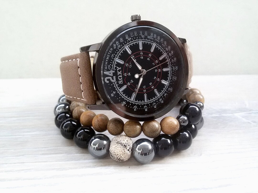 Men Hipster Watch Black Yoga Watch for Men Brown Watch Bracelet Men ...