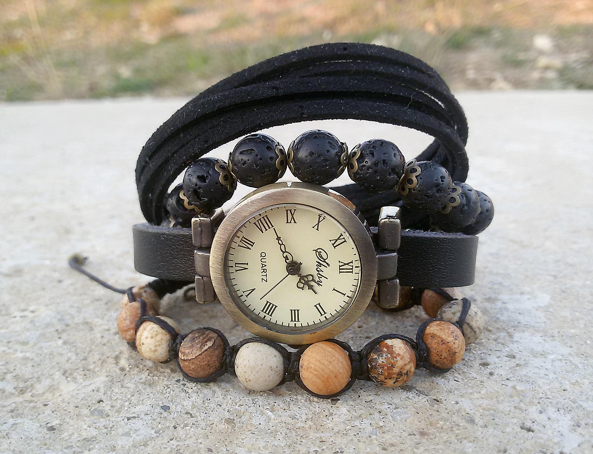 Boho Watch for Women Black Leather Watch Vintage Watch | Etsy