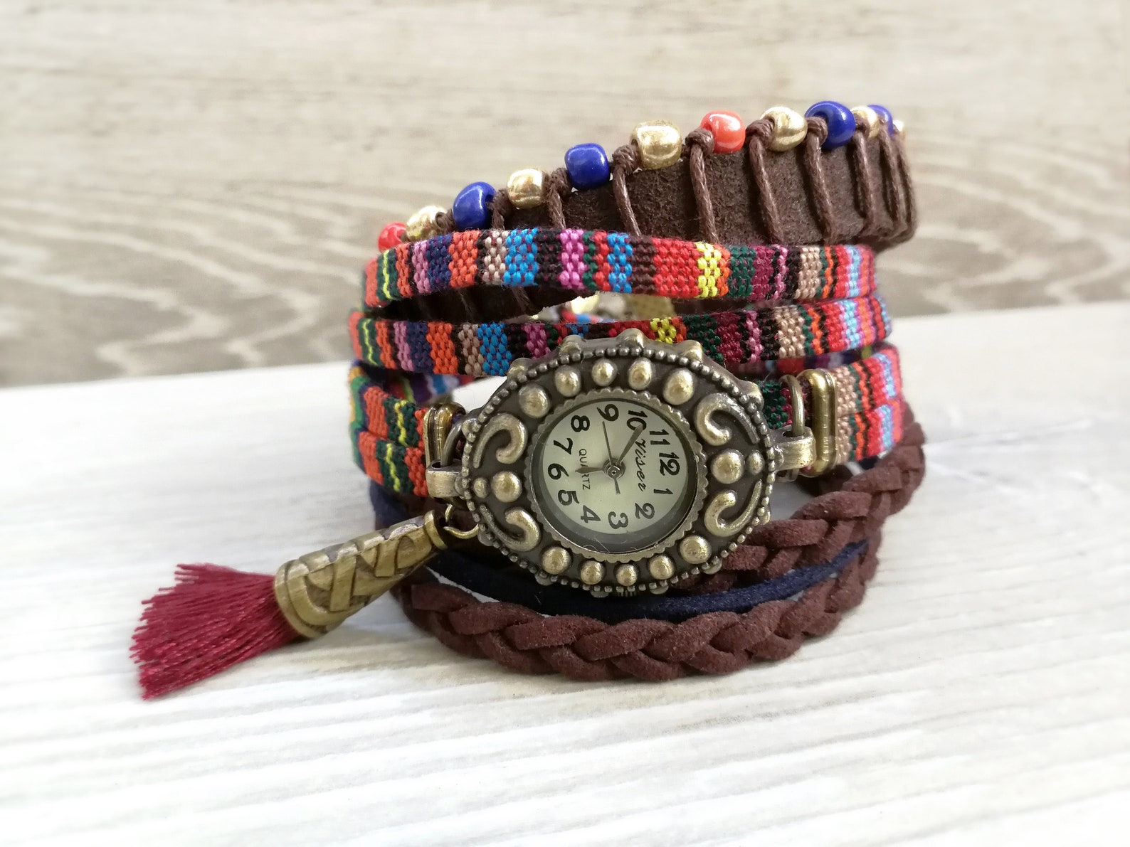 Bohemian Watch Bracelet Colorful Wristwatch Wrap Boho Watch | Etsy