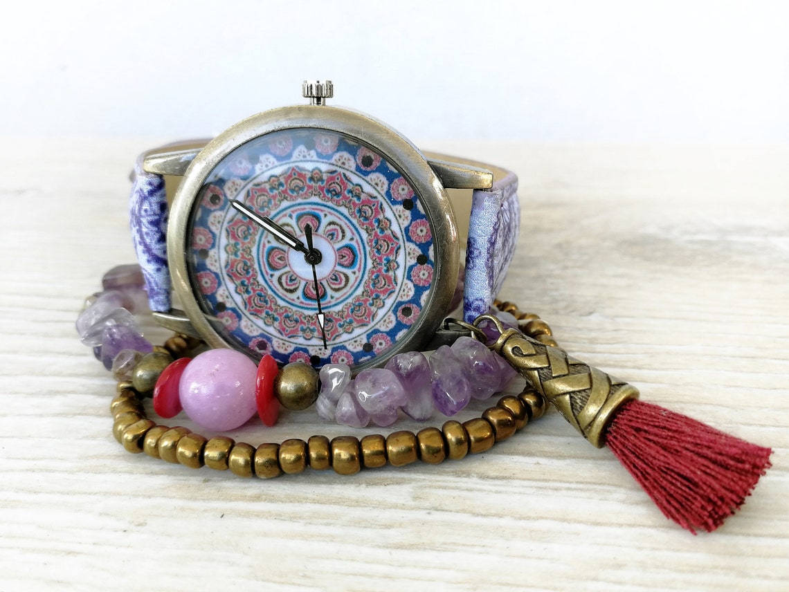 Mandala Watch Bohemian Watch Kaleidoscope Boho Watch Hippie - Etsy