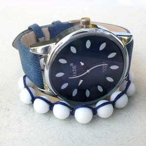 Navy Blue Watch for Her Elegant Watch Denim Blue Woman Watch Boho Wrist ...