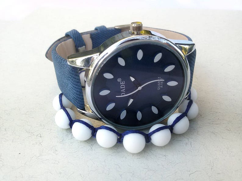 Navy Blue Watch for Her Elegant Watch Denim Blue Woman Watch Boho Wrist ...
