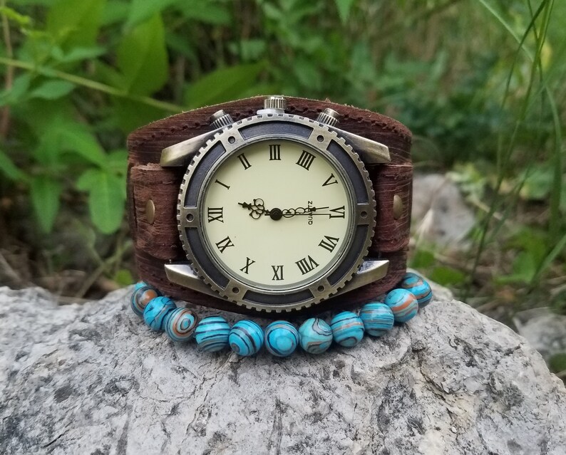 Brown Boho Cuff Watch Unisex Womens Watches for Her Hipster Men's Watch ...