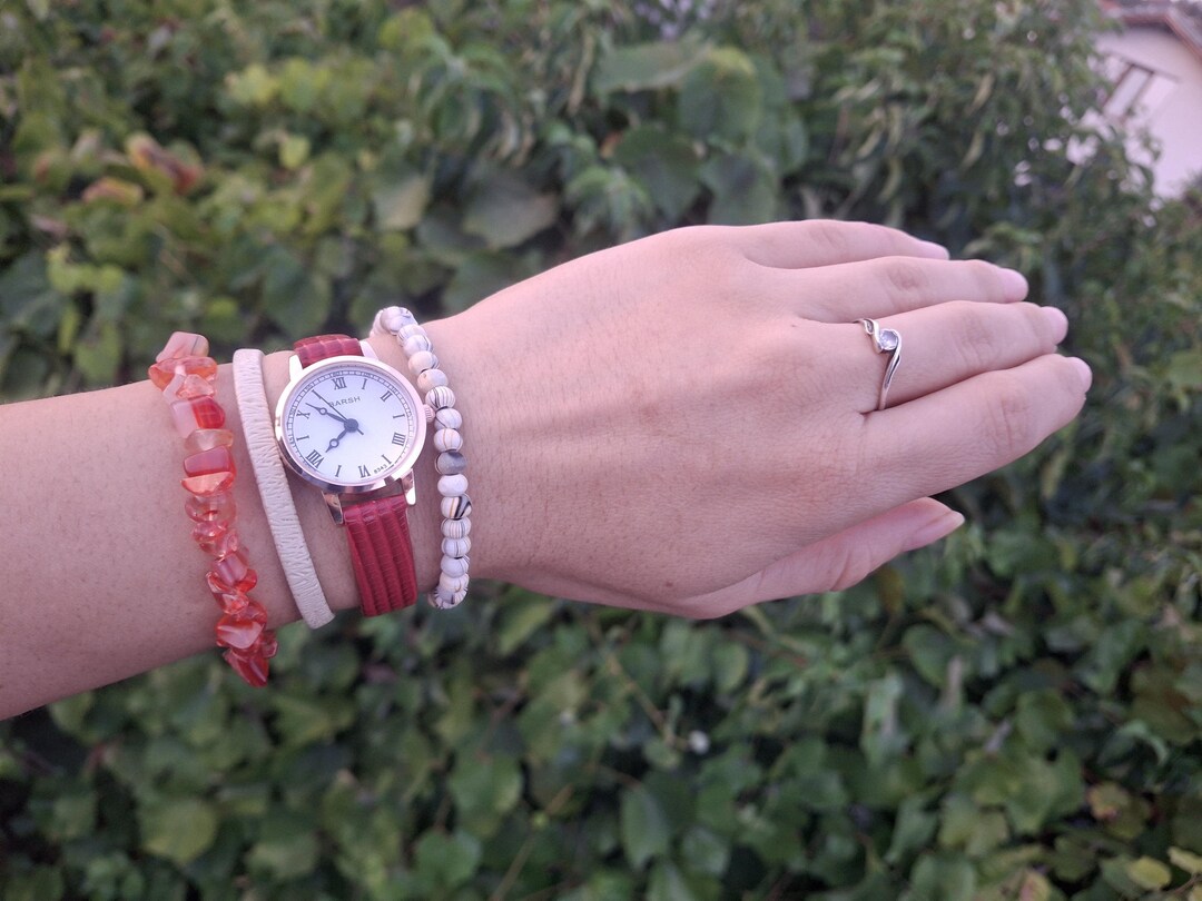 Small Red Watches for Women Boho Leather Watch - Etsy