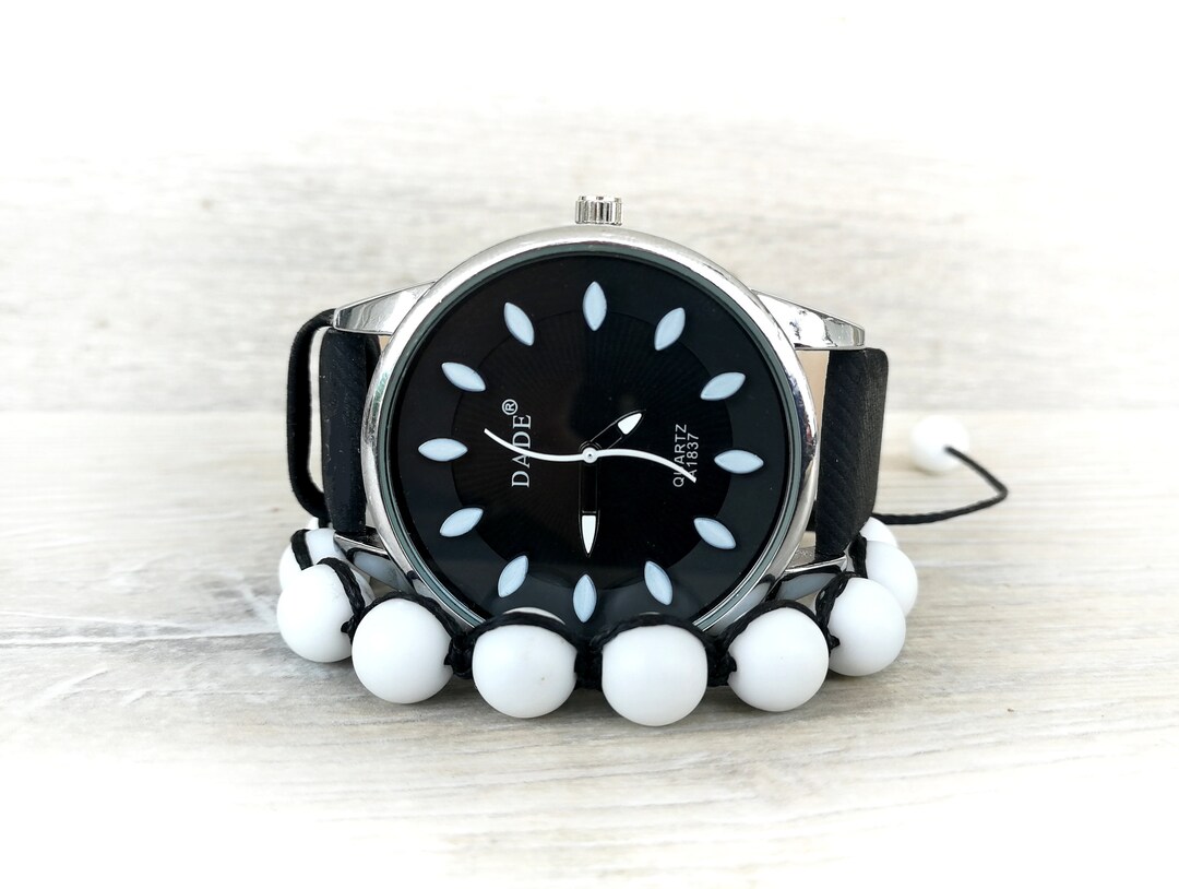 Reloj negro Mujer Reloj elegante Reloj blanco y negro Pulsera Reloj ...