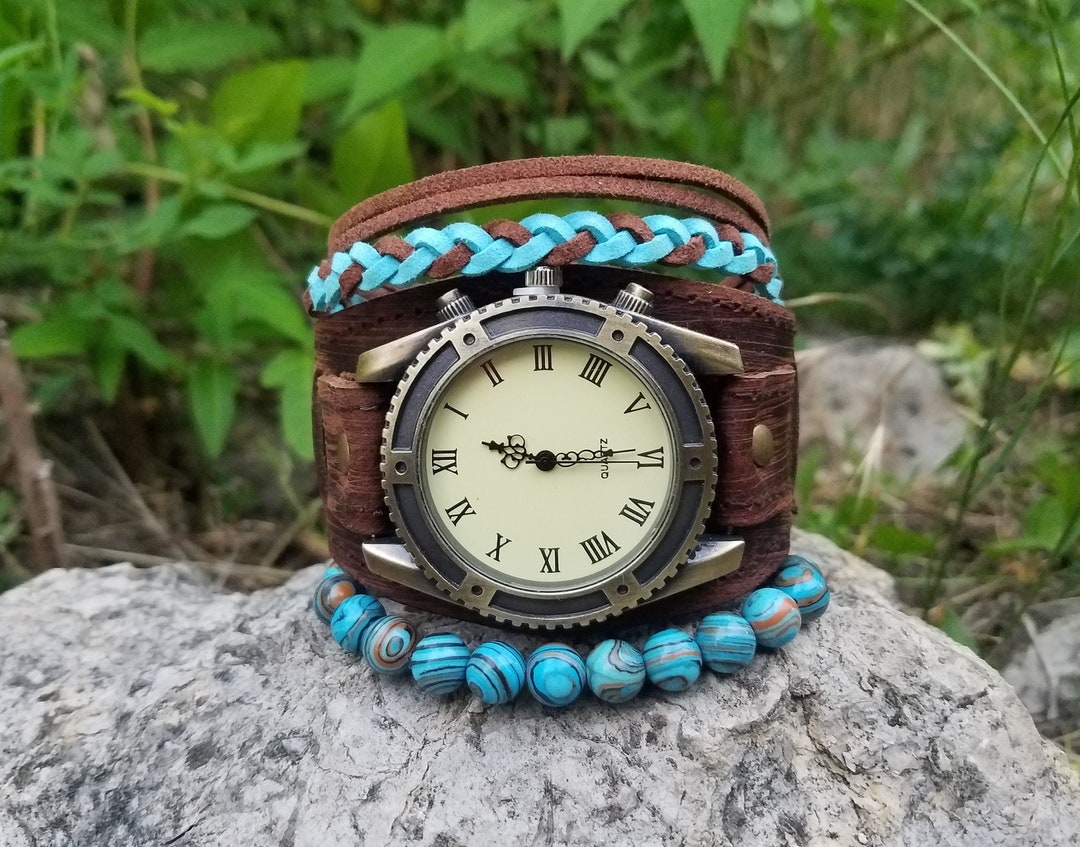 Brown Boho Cuff Watch Unisex Womens Watches for Her Hipster Men's Watch ...