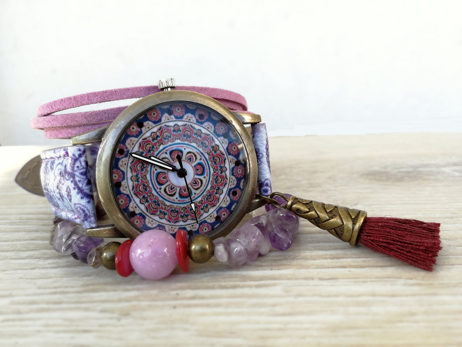 Mandala Watch Bohemian Watch Kaleidoscope Boho Watch Hippie Wrist Watch ...
