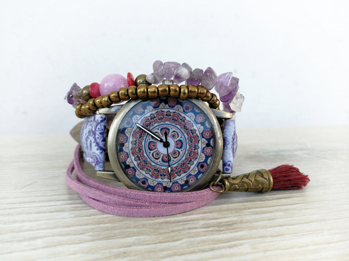 Mandala Watch Bohemian Watch Kaleidoscope Boho Watch Hippie - Etsy