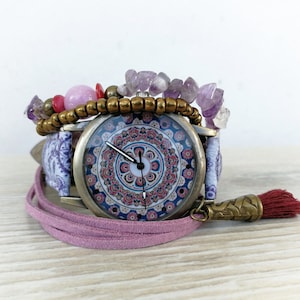Mandala Watch Bohemian Watch Kaleidoscope Boho Watch Hippie Wrist Watch ...