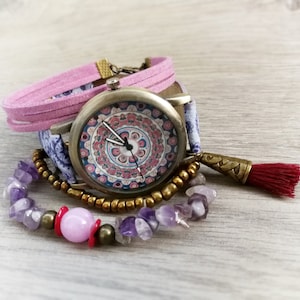 Mandala Watch Bohemian Watch Kaleidoscope Boho Watch Hippie Wrist Watch ...