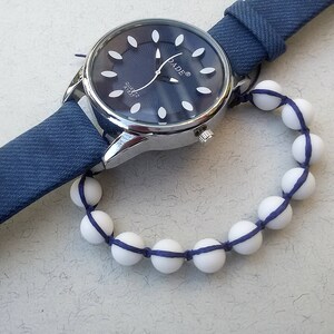 Navy Blue Watch for Her Elegant Watch Denim Blue Woman Watch Boho Wrist ...