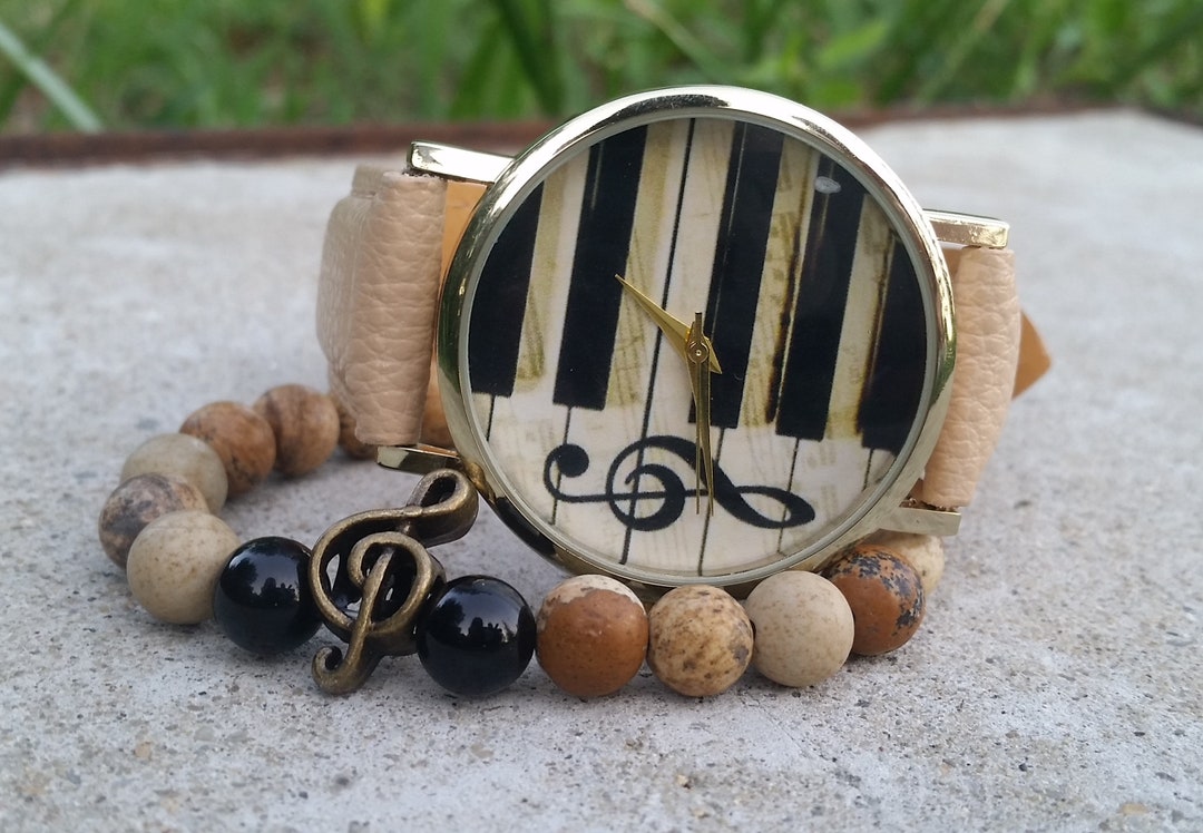 Music Watch Bracelet Beige Musician Watches for Women Music Jewelry ...
