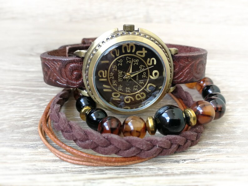 Brown Watches for Women Boho Watch Brown Leather Watch - Etsy