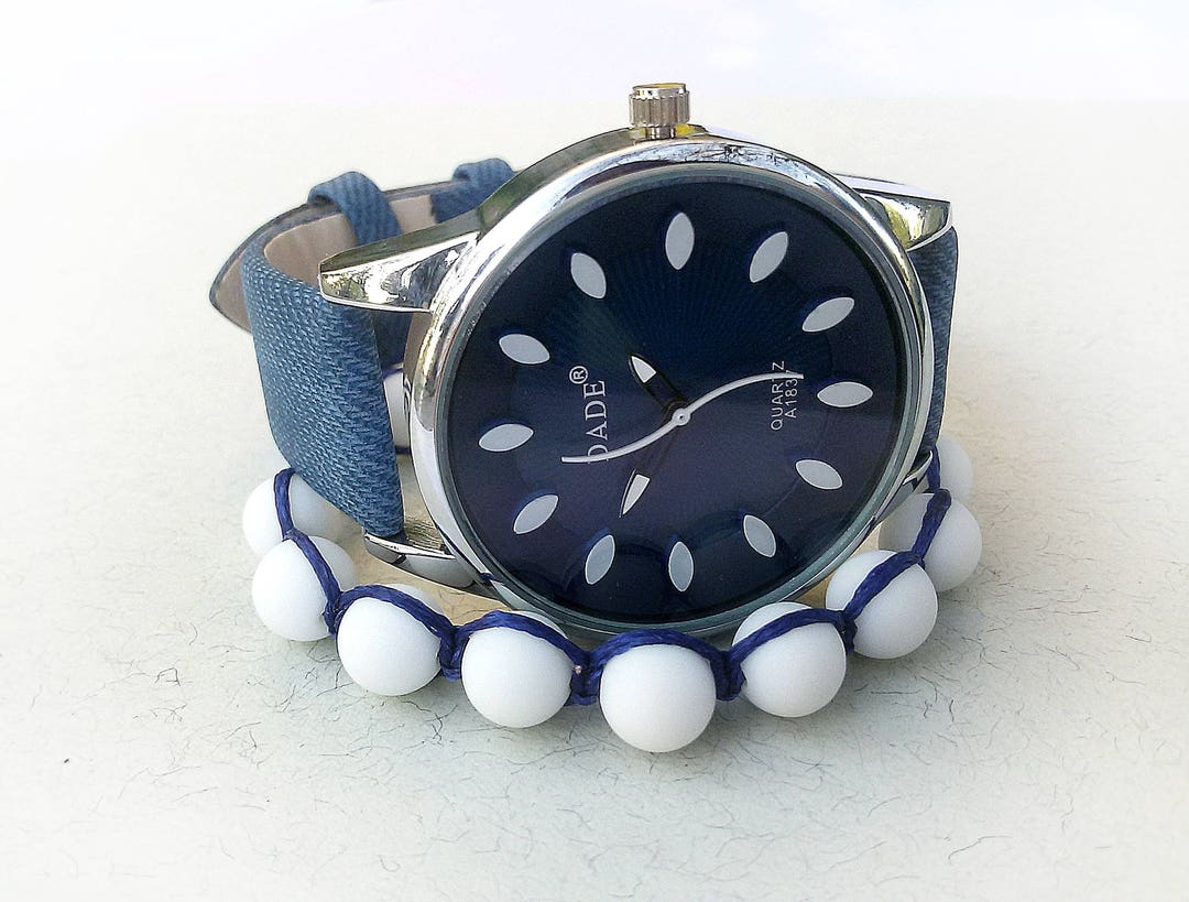 Navy Blue Watch for Her Elegant Watch Denim Blue Woman Watch Boho Wrist ...