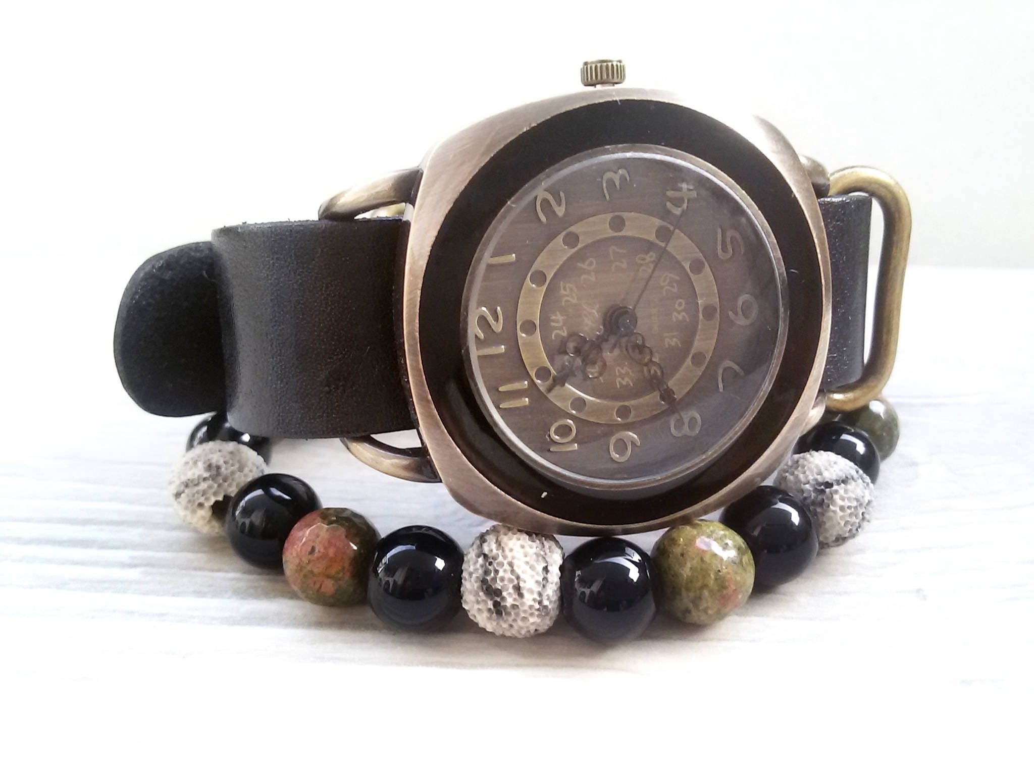 Men Hipster Watch Black Boho Watch for Men Watch Bracelet | Etsy