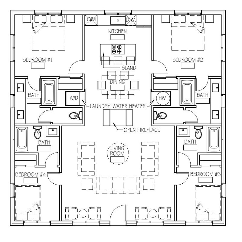 40 X 40 House Plan - Etsy