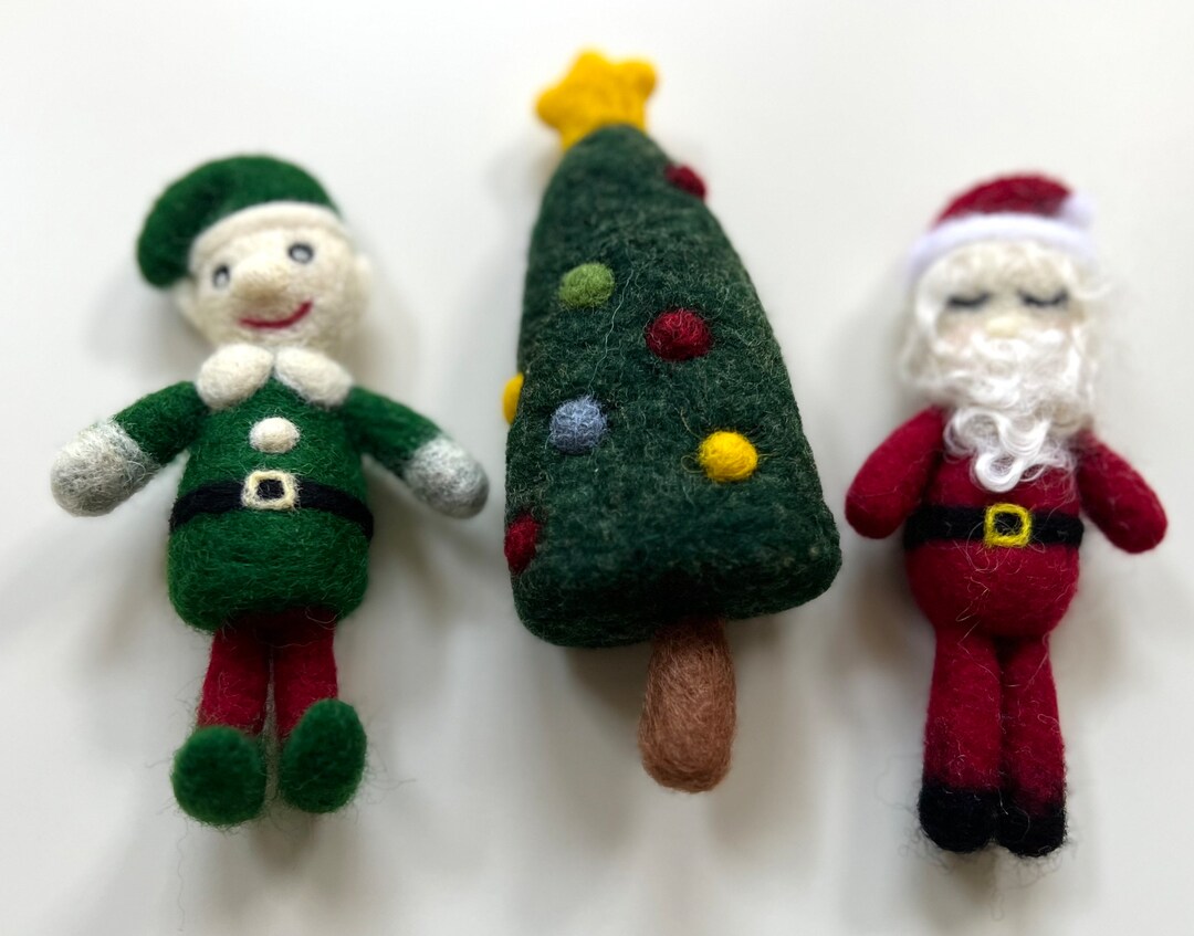 Newborn Photo Prop, Wool Felt Santa, Felt Elf, Christmas Tree, Needle ...