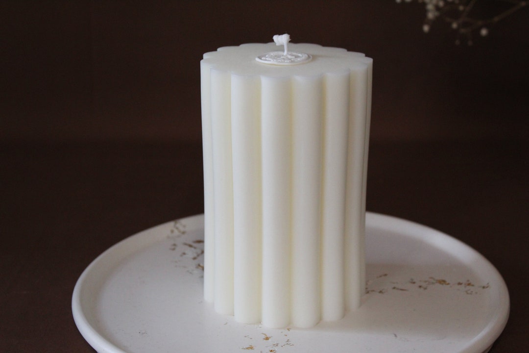 Ribbed Pillar Candle Sculptural Pillar Candle House Warming Gift ...