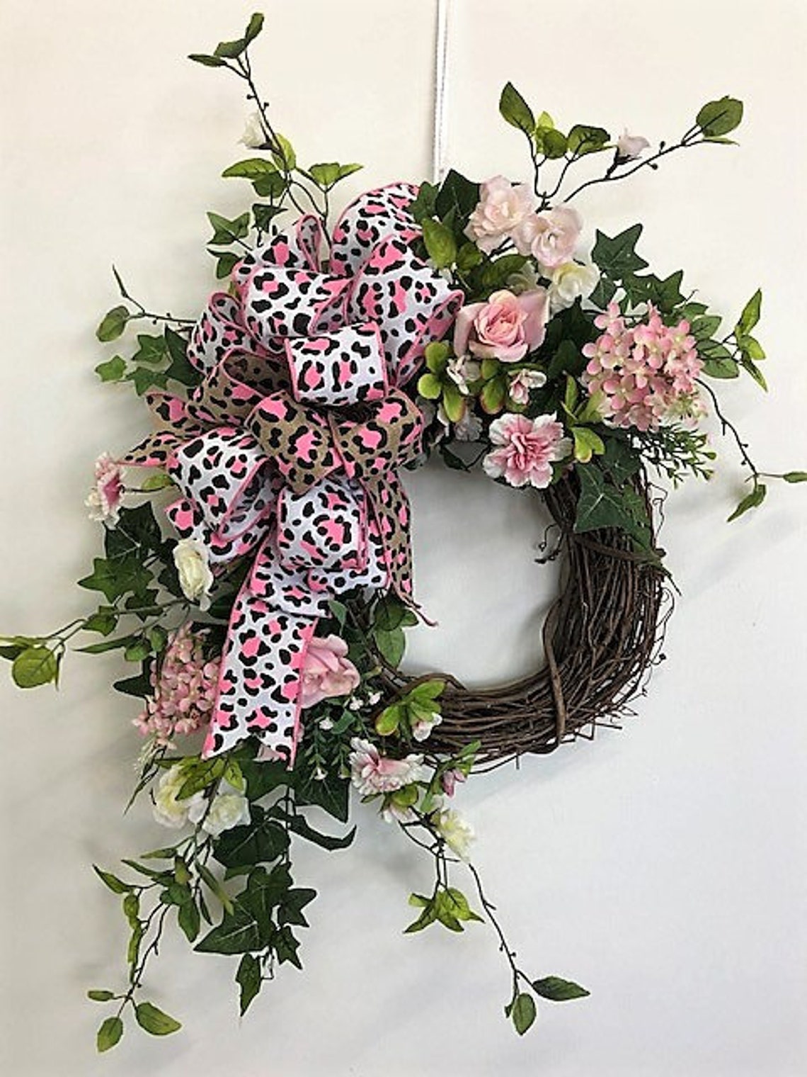 Pink Rose and Leopard Print Silk Floral Spring Summer Front | Etsy