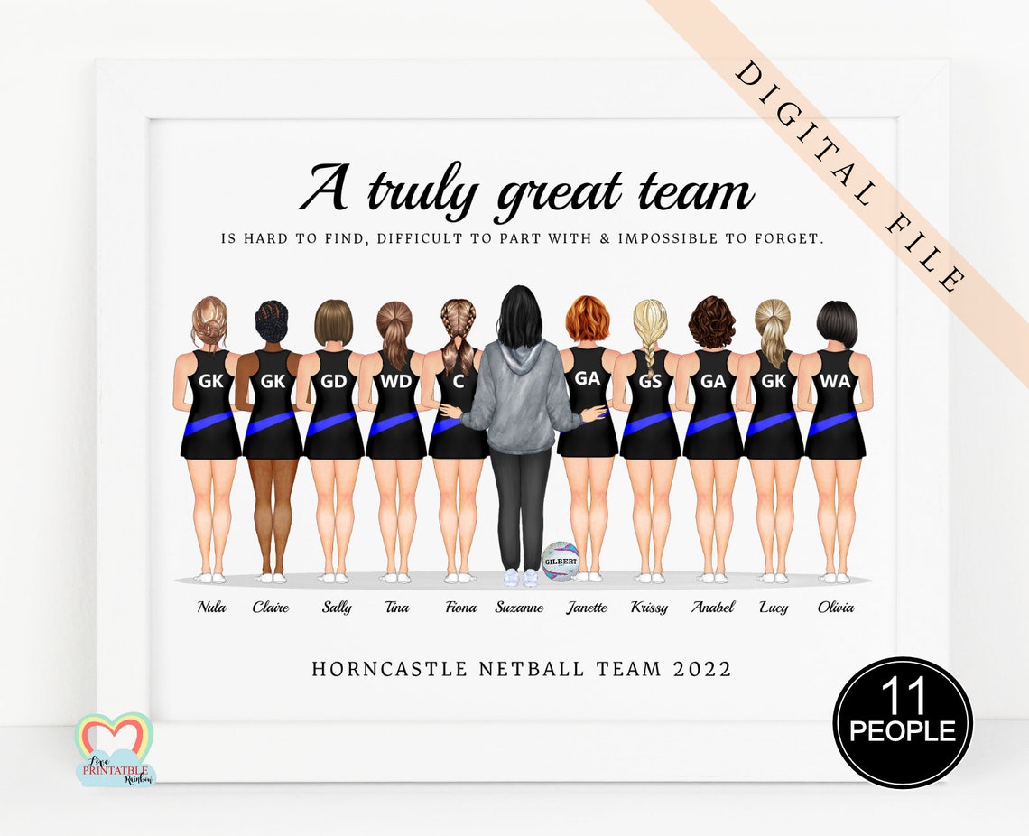 Netball Team Gifts Printable Netball Wall Art Personalised - Etsy Australia