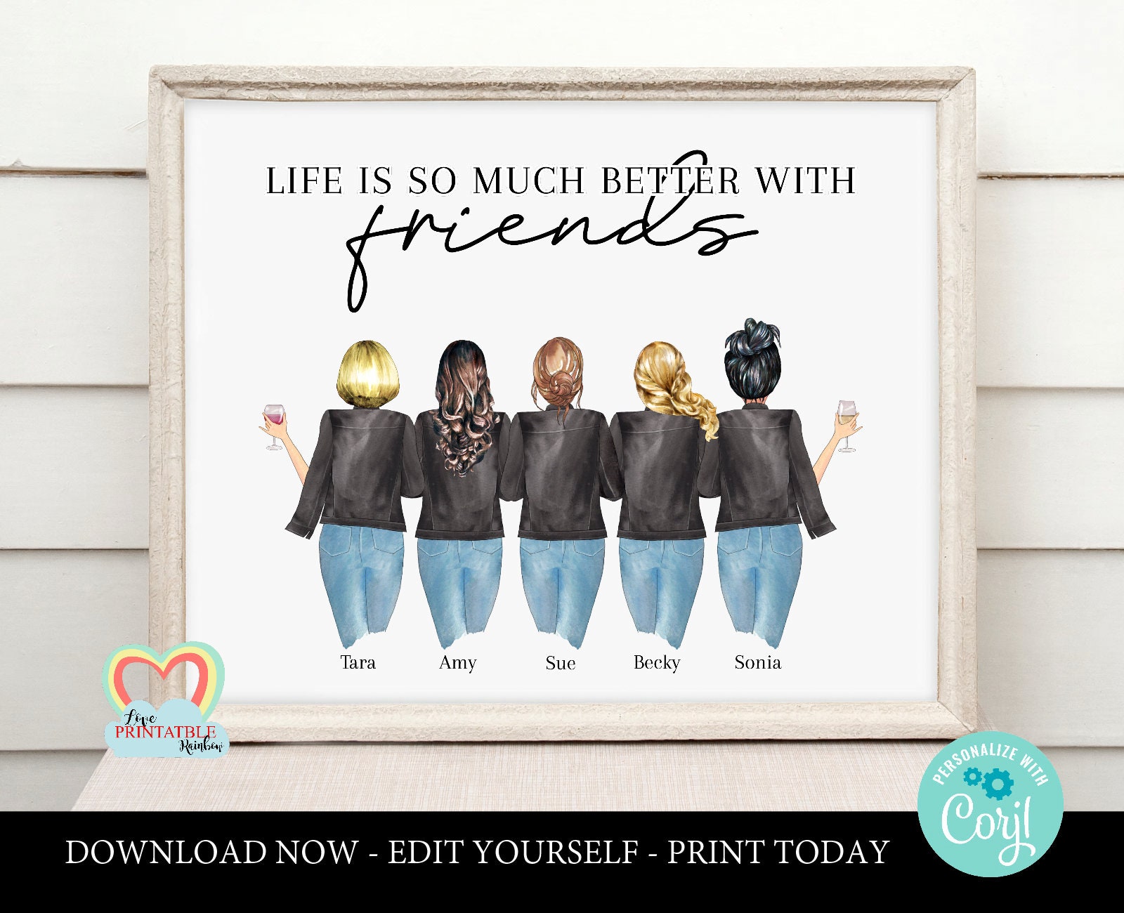 Personalised 5 best friends card printable best friend quote | Etsy