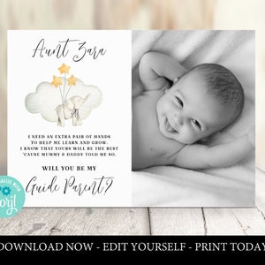 EDITABLE guide parent card template ELEPHANT guide parent card | Etsy