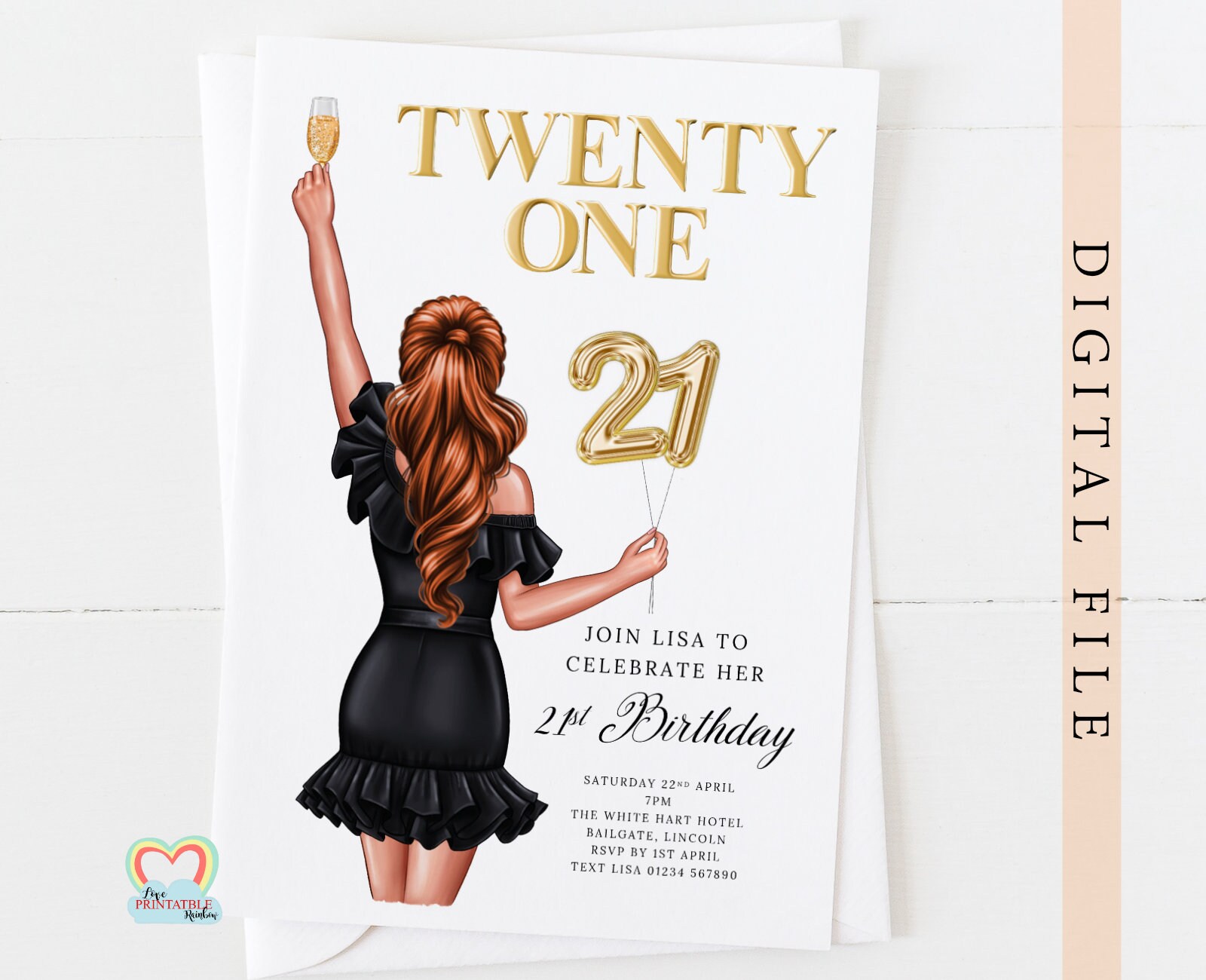 Personalised 21st Birthday Invitation Template Custom Portrait - Etsy