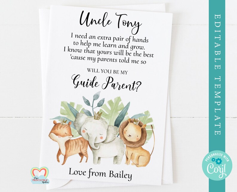 EDITABLE Guide Parent Card Will You Be My Guide Parent - Etsy
