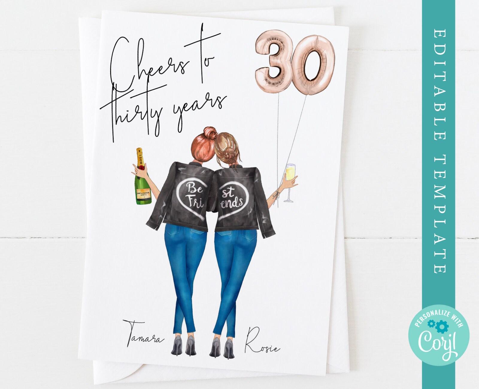 Best Friend 30th Birthday Card Printable Personalised 30th | Etsy UK