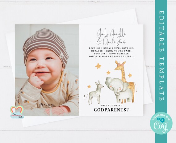 EDITABLE Godparents Card Template Will You Be My Godparents | Etsy