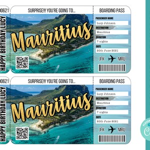 Mauritius Boarding Pass Template Trip to Port Louis Airplane Ticket ...