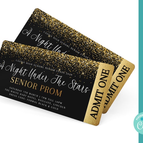 Prom Ticket Printable A Night Under the Stars Prom Senior Prom | Etsy