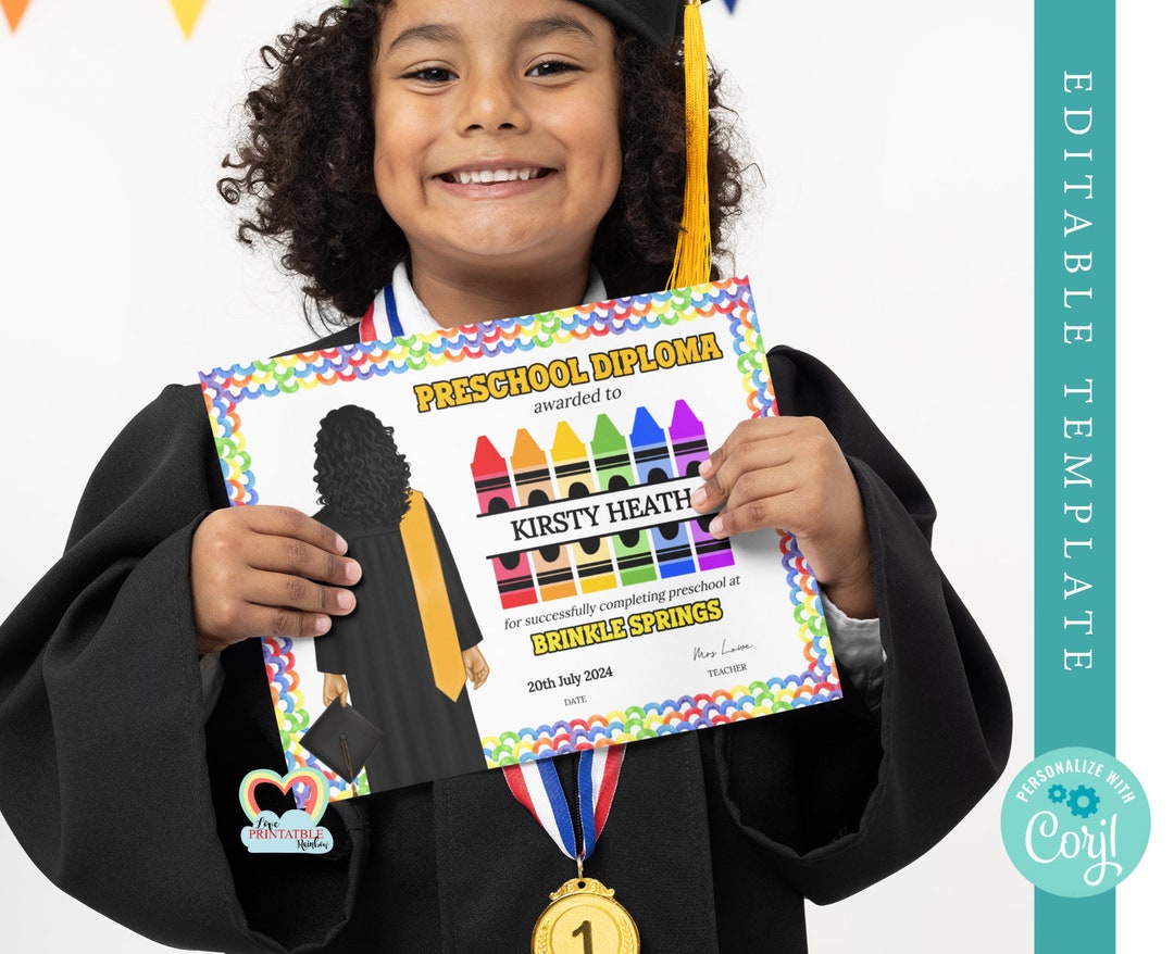 Printable Preschool Graduation Certificate, Preschool Diploma ...