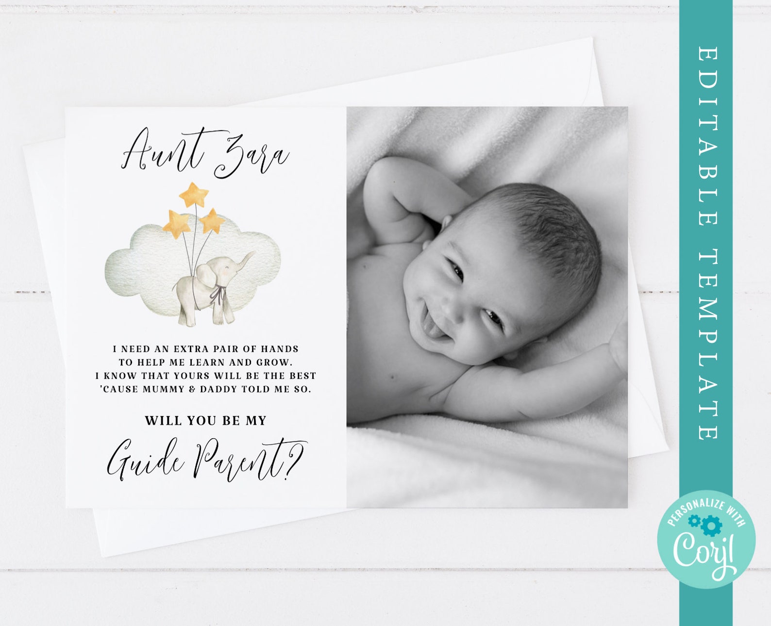 EDITABLE Guide Parent Card Template ELEPHANT Guide Parent Card Instant ...